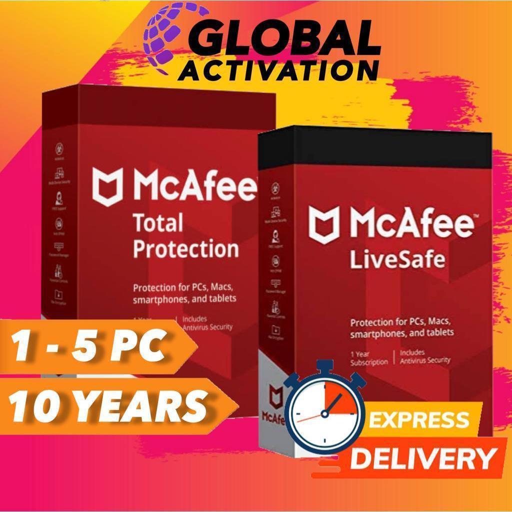 ANTIVIRUS MCAFEE LIVESAFE & TOTAL PROTECTION LASTEST VERSION 10 YEARS ...