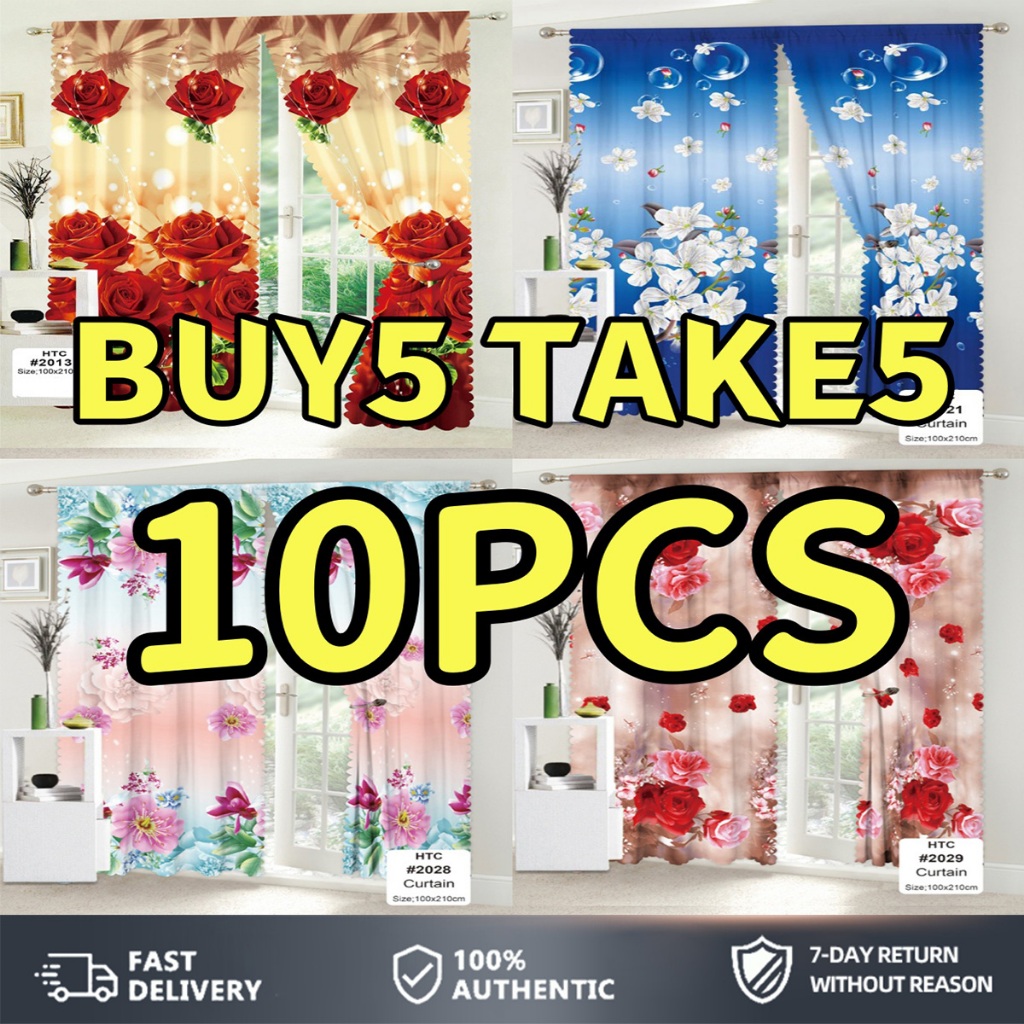 BUY5 TAKE5 100*210cm Curtains For Window Home Door decor Rose Curtain ...