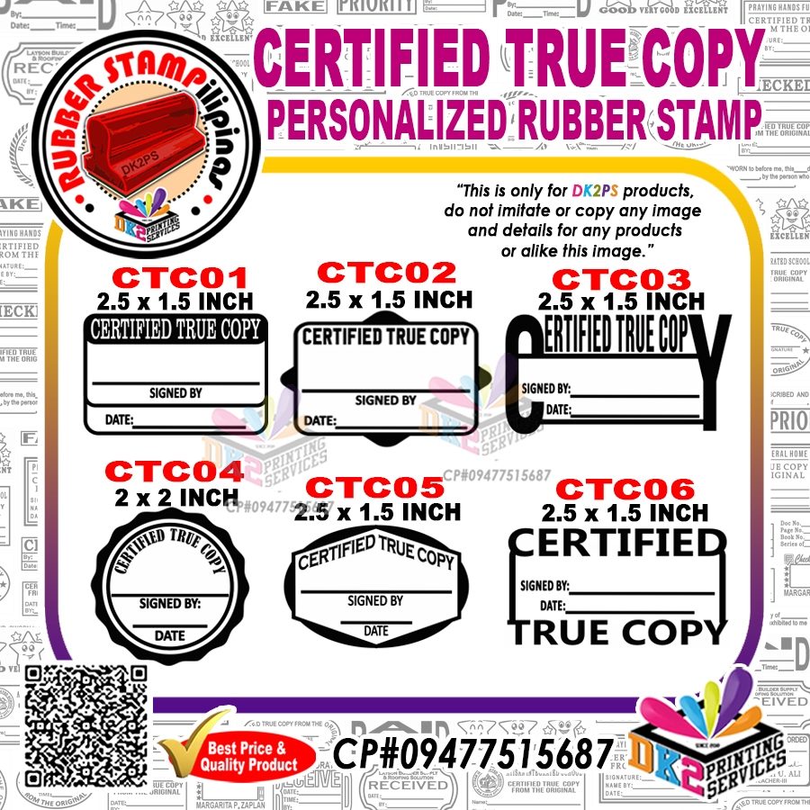CERTIFIED TRUE COPY PERSONALIZED CUSTOMIZED RUBBER STAMP EDTIBLE ...