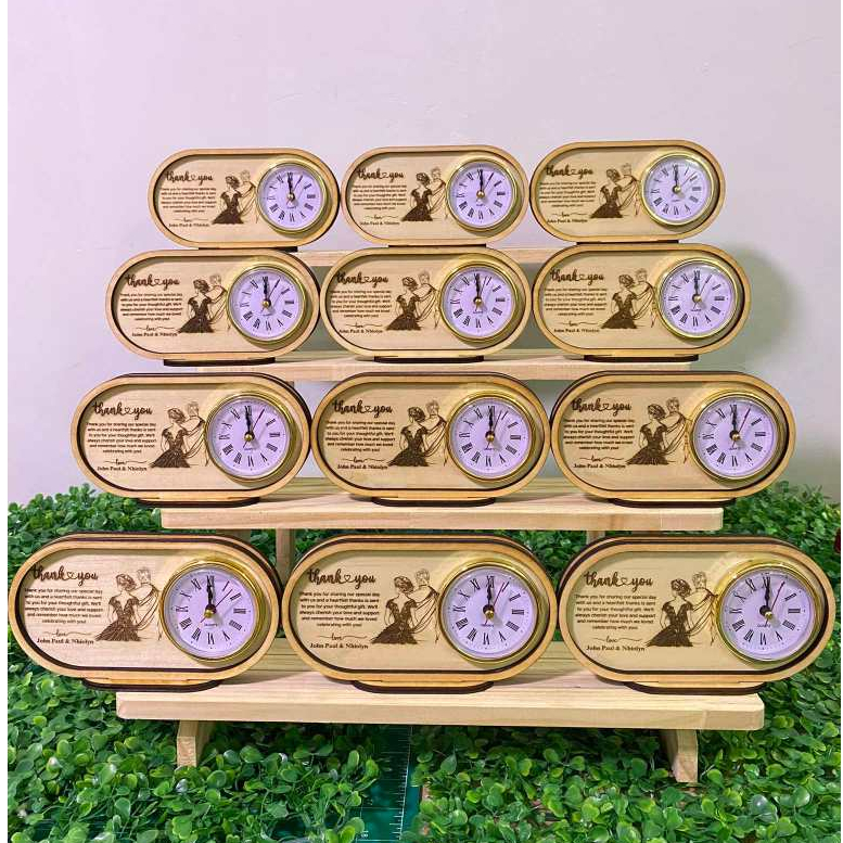 PERSONALIZED WOODEN DESK CLOCK WITH LASER ENGRAVED | Perfect Souvenirs ...