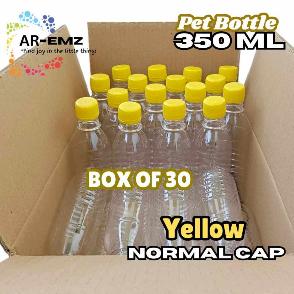 AR-Emz 30 PCS (350 mL) Empty Clear Plastic Bottles With Yellow Normal ...