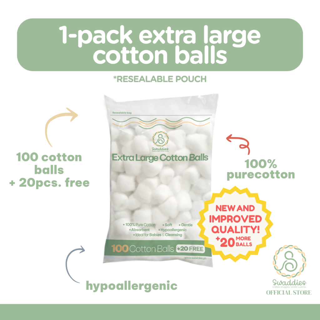 Swaddies PH 120grams Extra Large Cotton Balls Resealable Pack - 1 pack ...