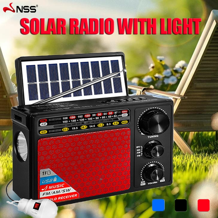 NSS Portable Solar Radio FM/AM/SW With Bluetooth LED Bulb 3 Band USB ...