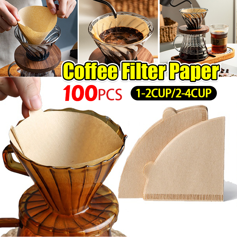 100pcs V Shape Coffee Filter Paper Cone For V60 Dripper Cups Espresso ...