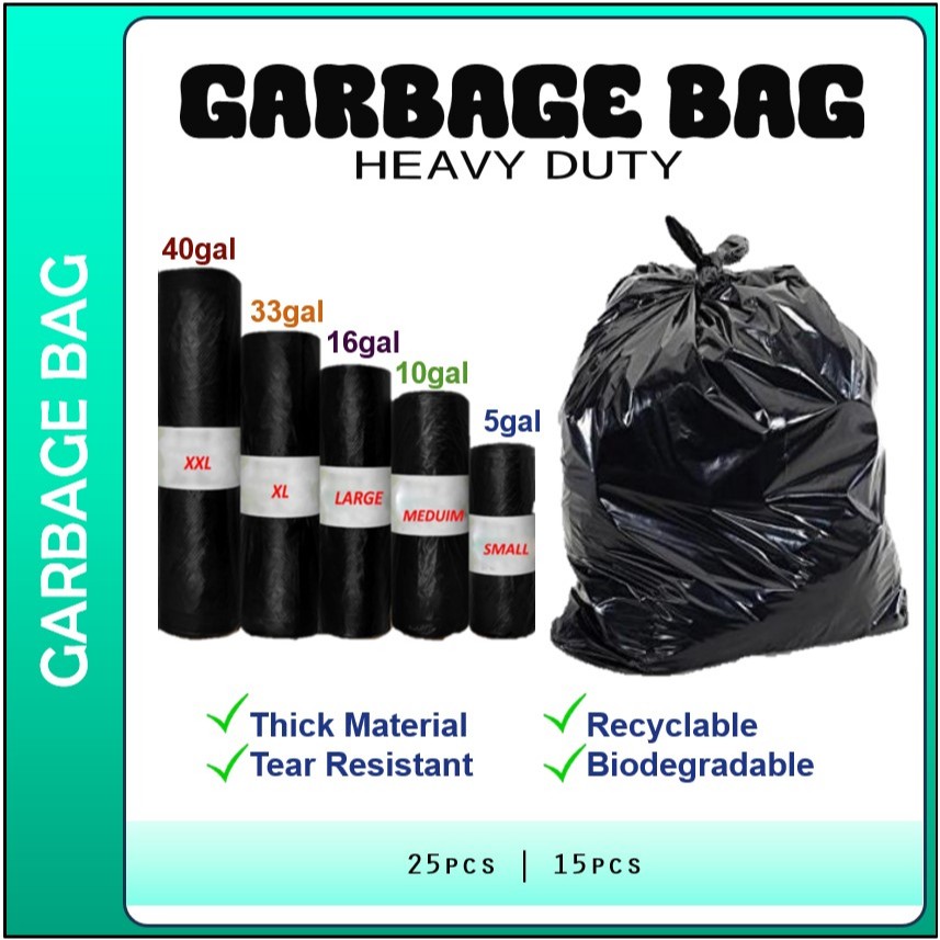 Garbage Bag Heavy Duty Plastic Trash Bag Home Office Kitchen House ...