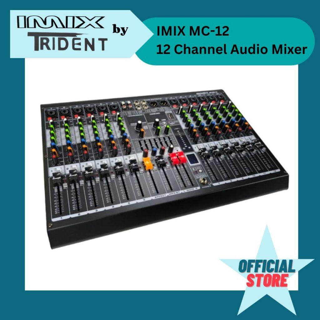IMIX MC-12 12 channel audio mixer with 256DSP FX 7 band EQ USB Bluetooth 2 AUX 12 universal mic ...