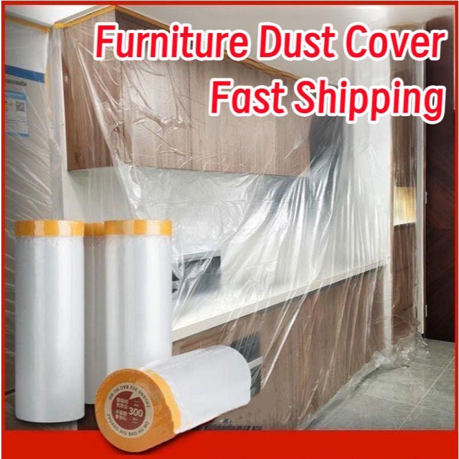 Plastic Furniture Dust Cover Waterproof Bed Sofa Paint Pre Tape Masking ...