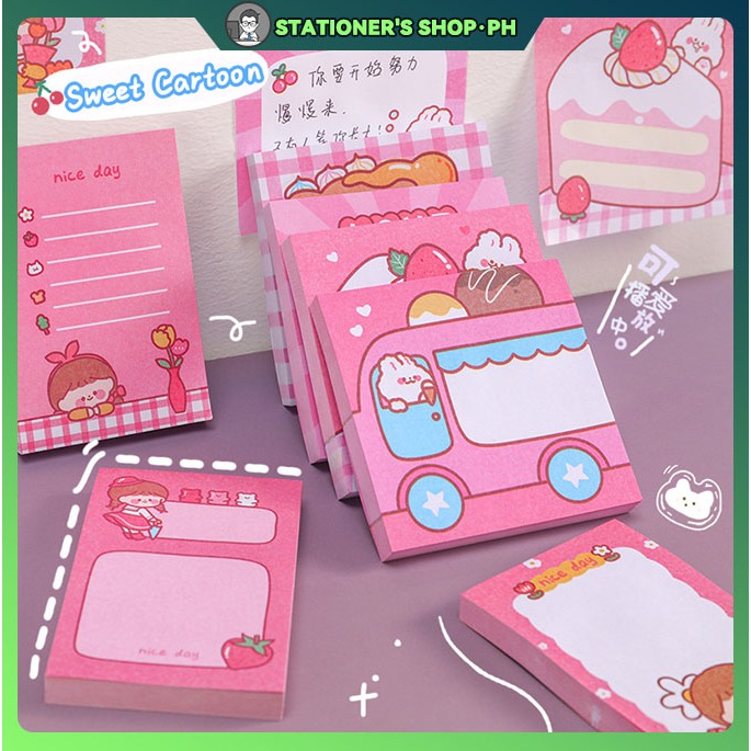 50 Sheets Rabbit Sticky Notes Cute Memo Book Student Account Message ...