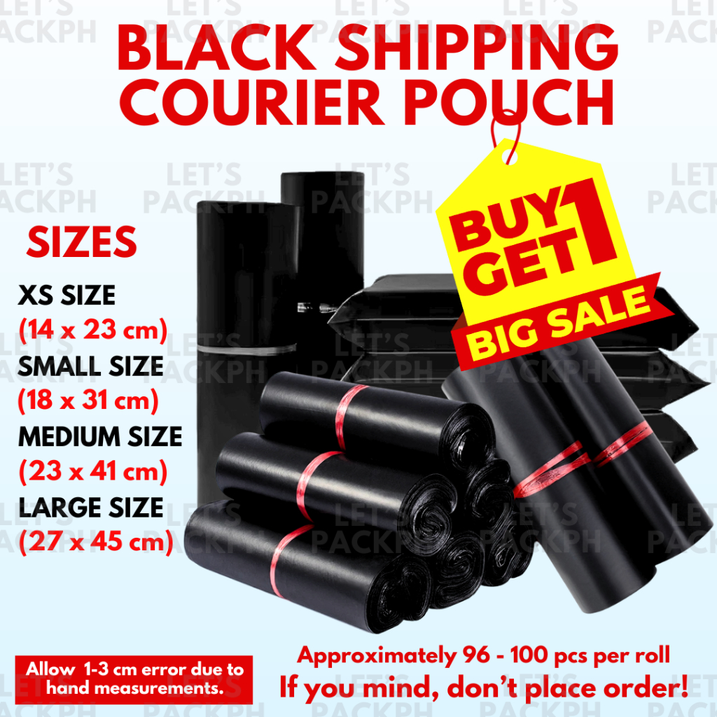 LETSPACK BUY1GET1 Black Courier Pouch Plain Pouch Express Pouch Parcel ...