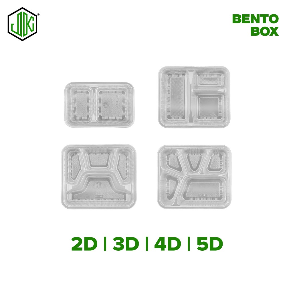 JKM 50pcs Clear Bento Box With Plastic Lid 2/3/4/5 Grid Partition ...