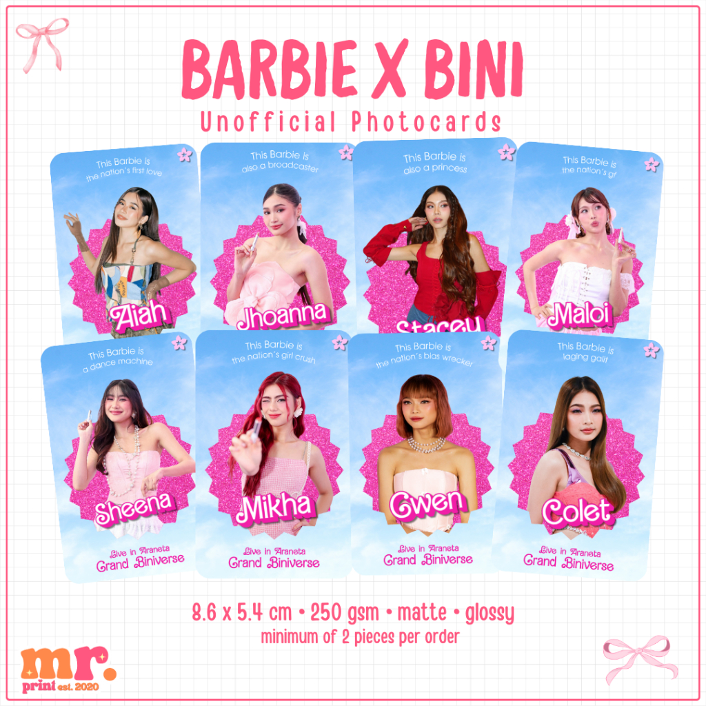 BARBIE X BINI PHOTOCARD BINIVERSE BLOOMS MATTE AND GLOSSY FINISH ...