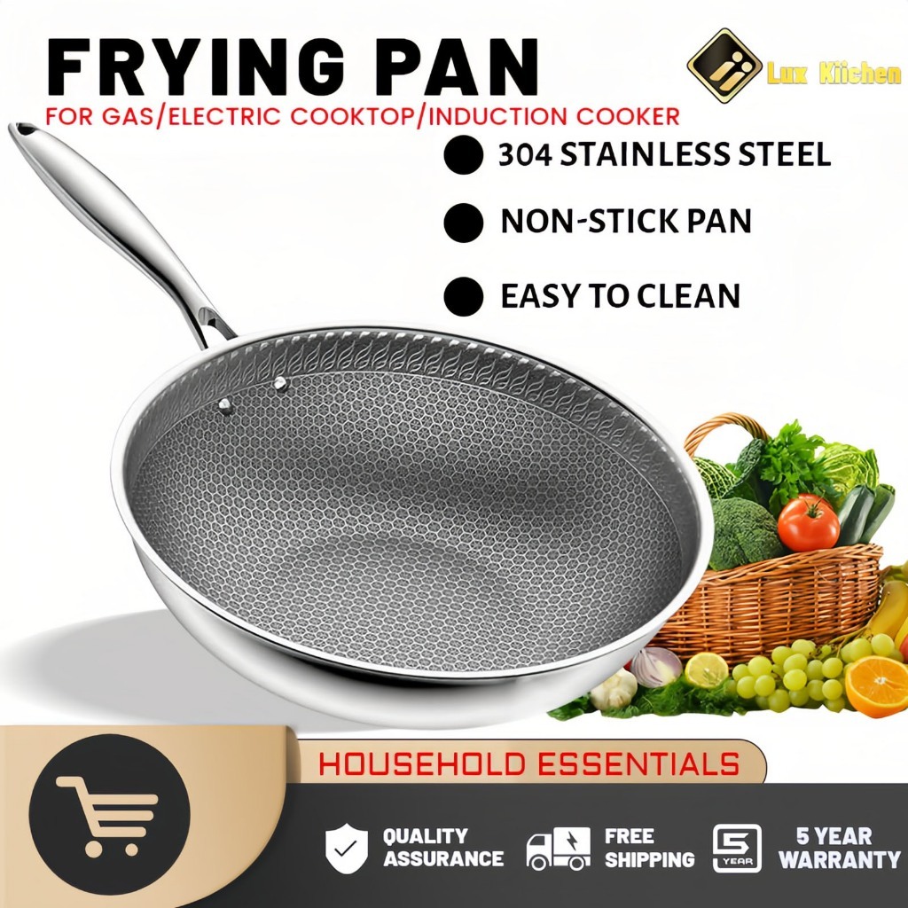 32CM non-stick frying pan 304 stainless steel frying pan honeycomb ...