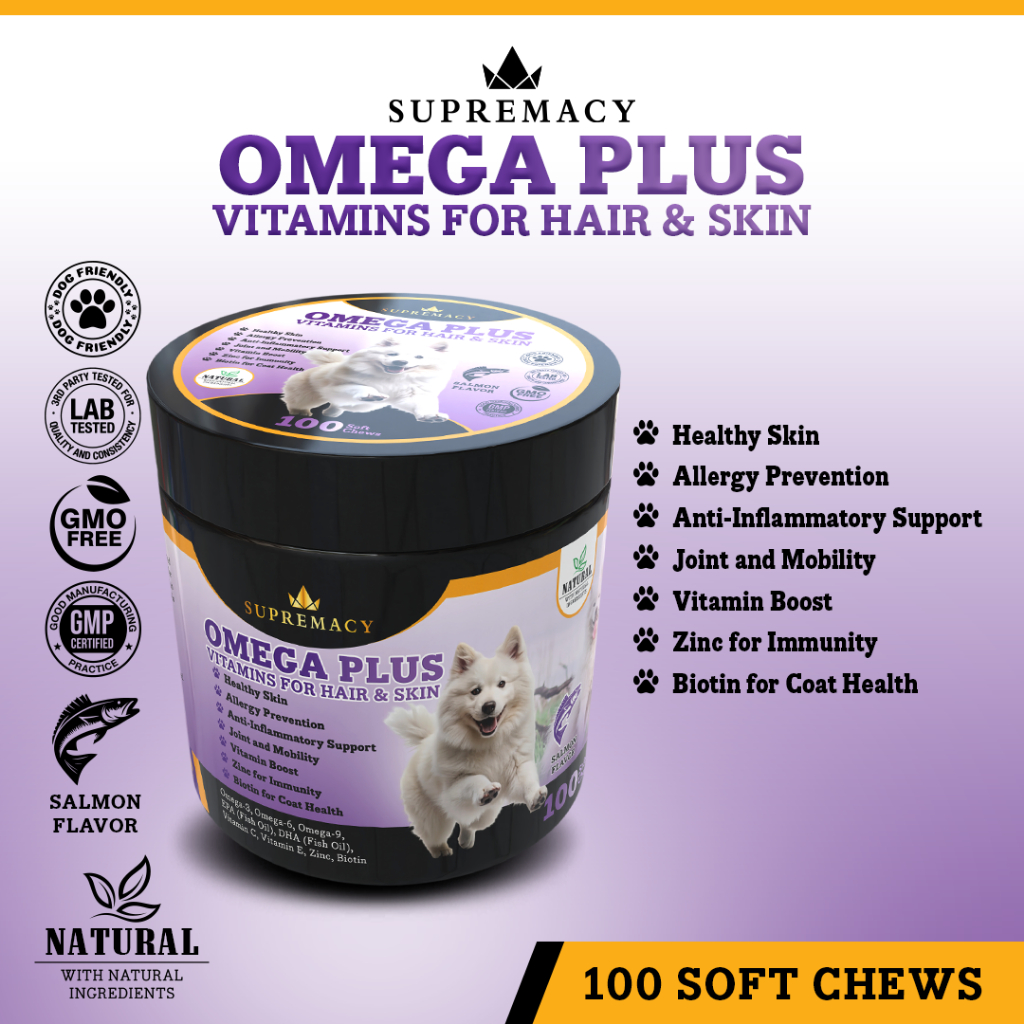Supremacy Omega Plus Vitamins, Glowing hair and Skin for Dogs ...