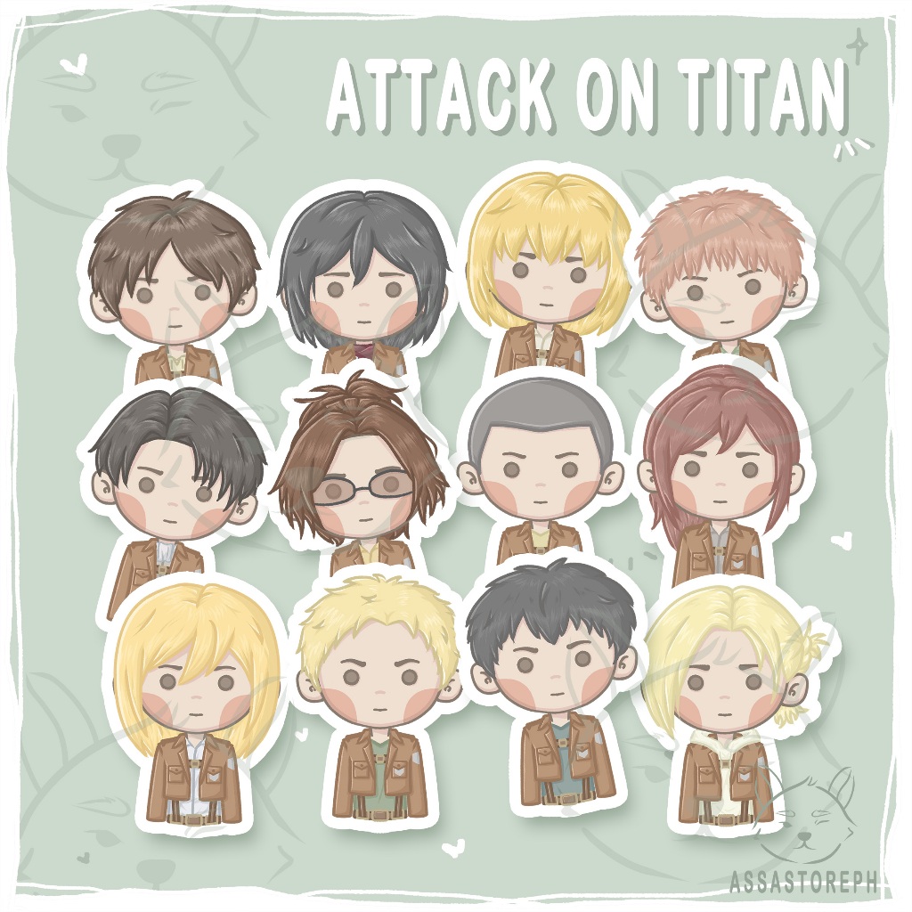 ATTACK ON TITAN AOT Anime Cute Sticker Art Print Fanart | Assastoreph ...