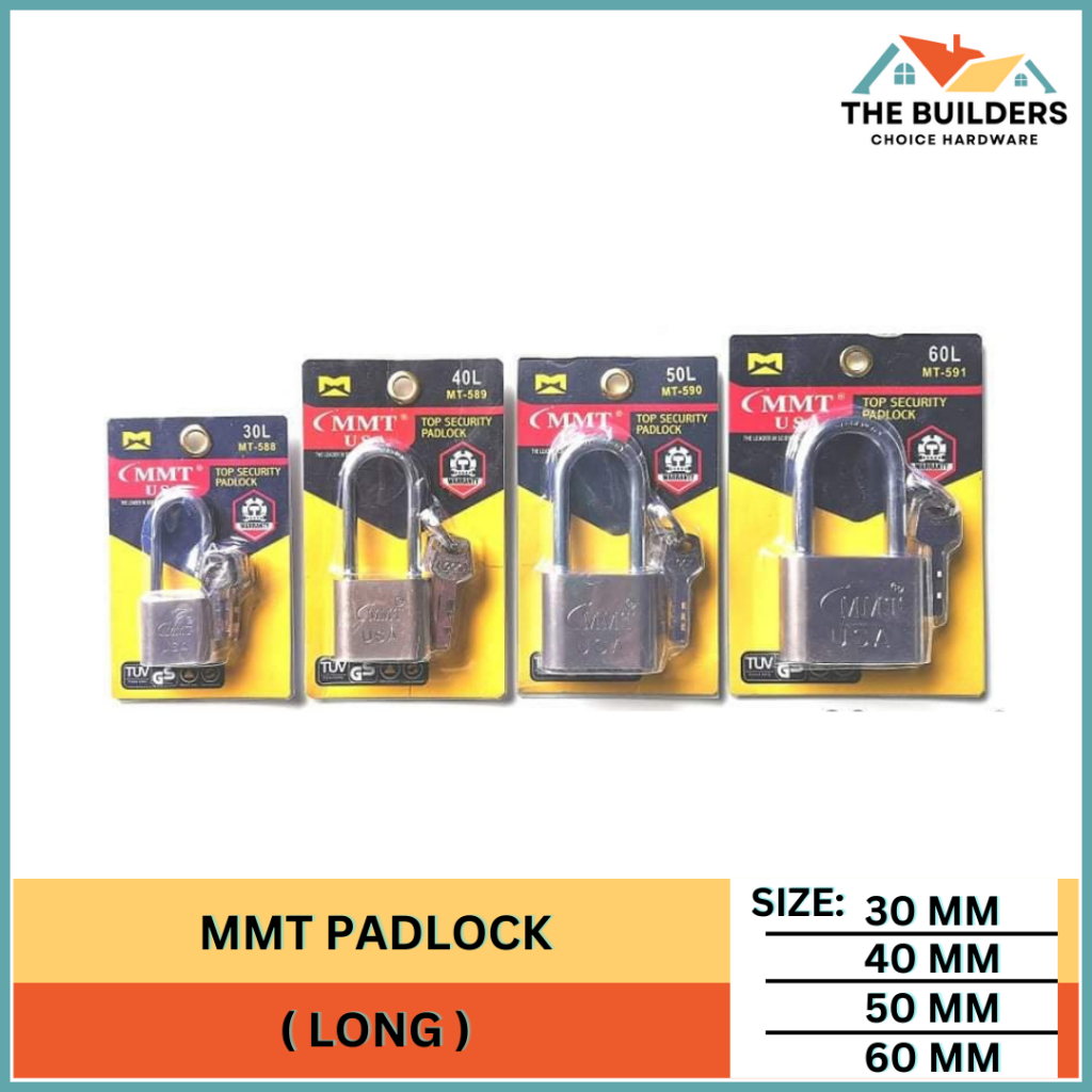 MMT PADLOCK SHORT AND LONG SHACKEL SIZES 30MM, 40MM, 50MM, 60MM ...