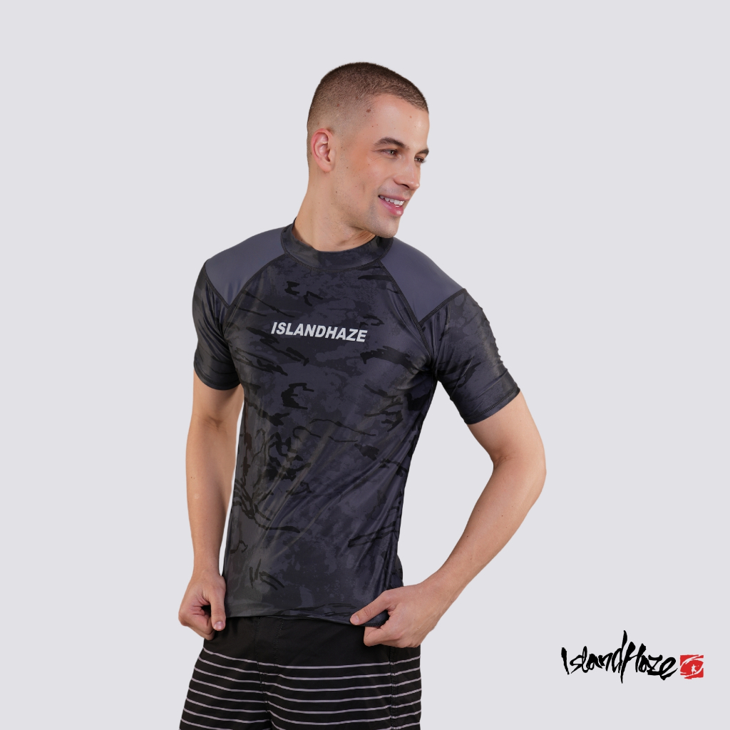 Island Haze Dark Voyager Short Sleeved Rashguard with UPF 50+ Swimwear ...