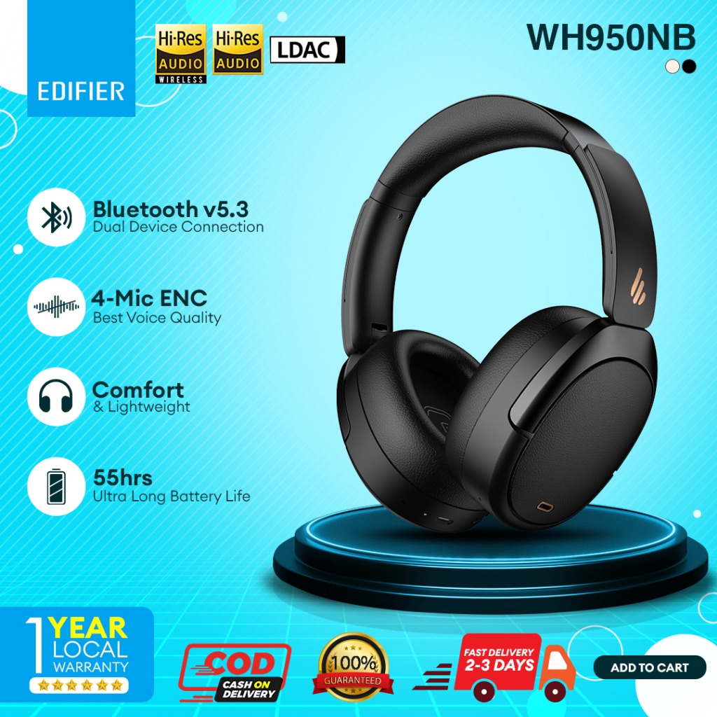 Edifier Wh950nb Anc Hi-Res Wireless Bluetooth Headphones With Enc Mic ...