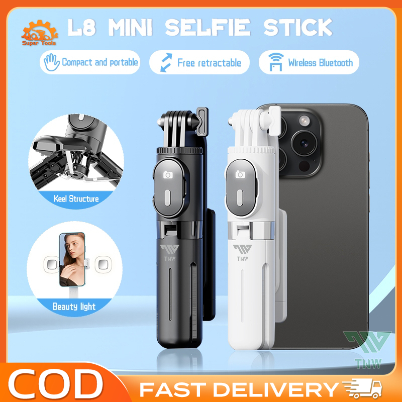 L8 Mini Selfie Stick Tripod 3in1 Wireless Bluetooth Foldable Monopods With Fill Light For Travel ...