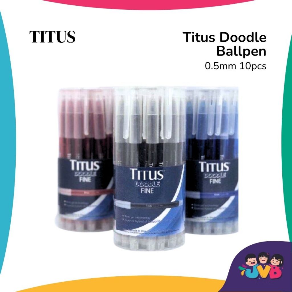 10 pcs Titus Doodle Ballpen Fine - Black, Blue, Red 0.5mm | Shopee ...