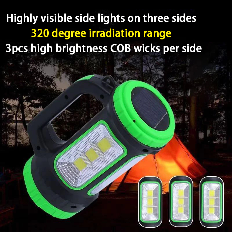 Solar Rechargeable LED portable flashlight Multi-light waterproof ...