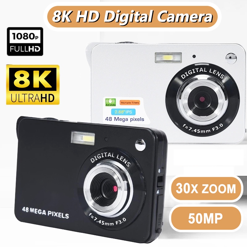 8K HD Digital Camera 50MP Portable Selfie Smart Mini Pocket Cameras 30X ...