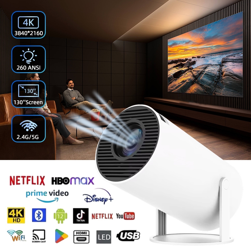 Android 11.0 Mini Projector For Phone with Bluetooth And Wifi 4k HD ...