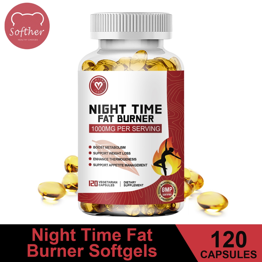 SOFTHER Night Time Fat Burner Lipo Complex 120 Capsules for Appetite Suppression and Fat ...