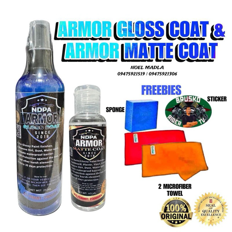 ARMOR GLOSS COAT WAX 250ML WITH FREE ARMOR MATTE COAT ORIGINAL | Shopee ...