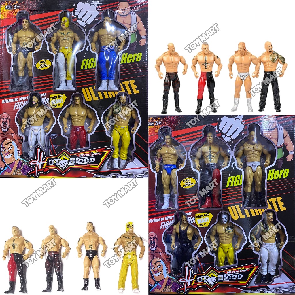 WWE Wrestlers 6 in 1 Famous Wrestling Super Stars Full Joints Action ...