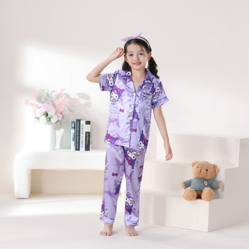 #CB Kids Cartoon Silk terno pajama set | Shopee Philippines