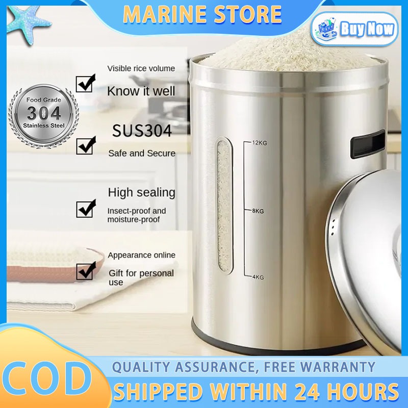 304 Stainless Steel Rice Dispenser Bucket Large Capacity Rice Bucket ...