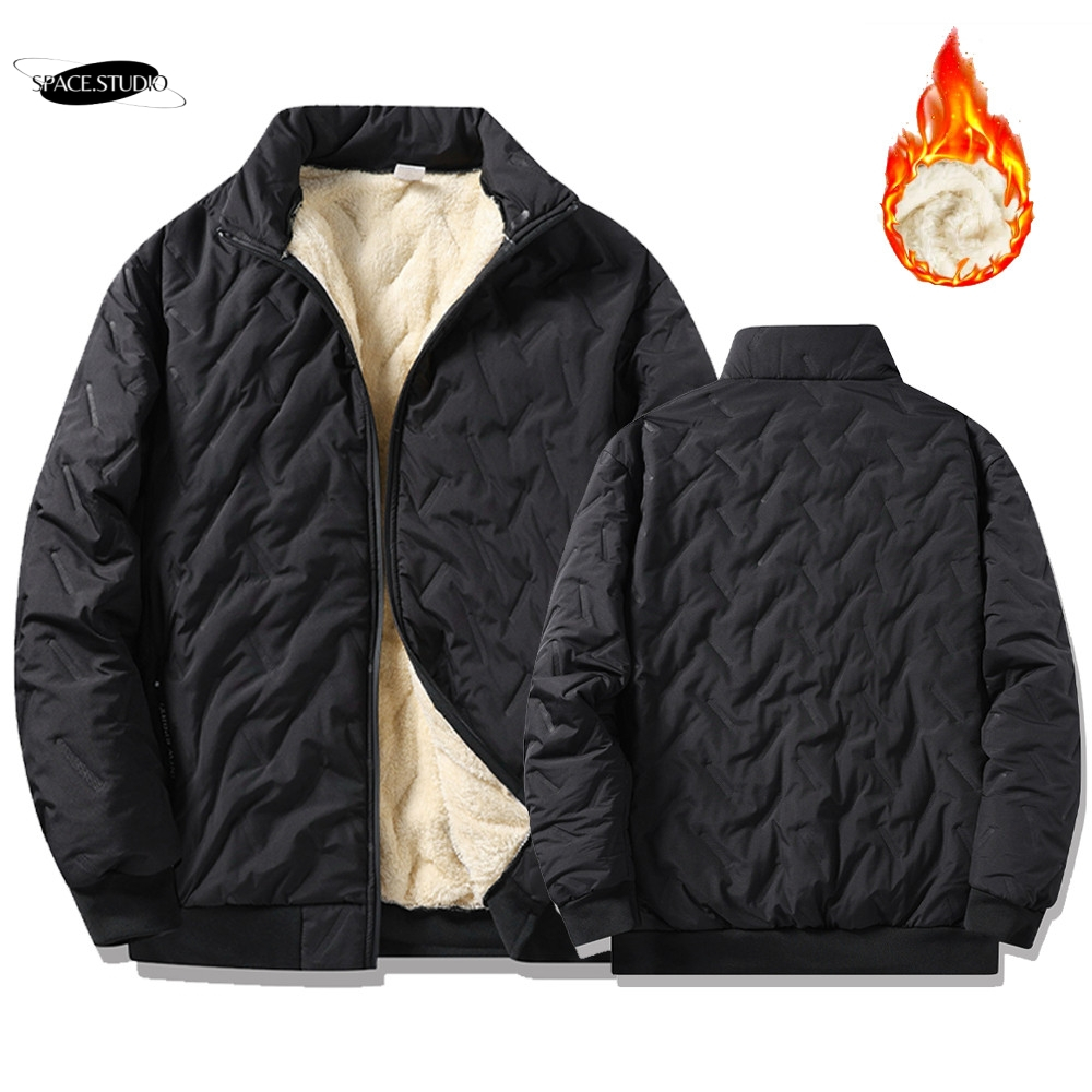 Men's Winter Thermal Lined Thick Warm Fleece Jacket Coat Turn Down ...