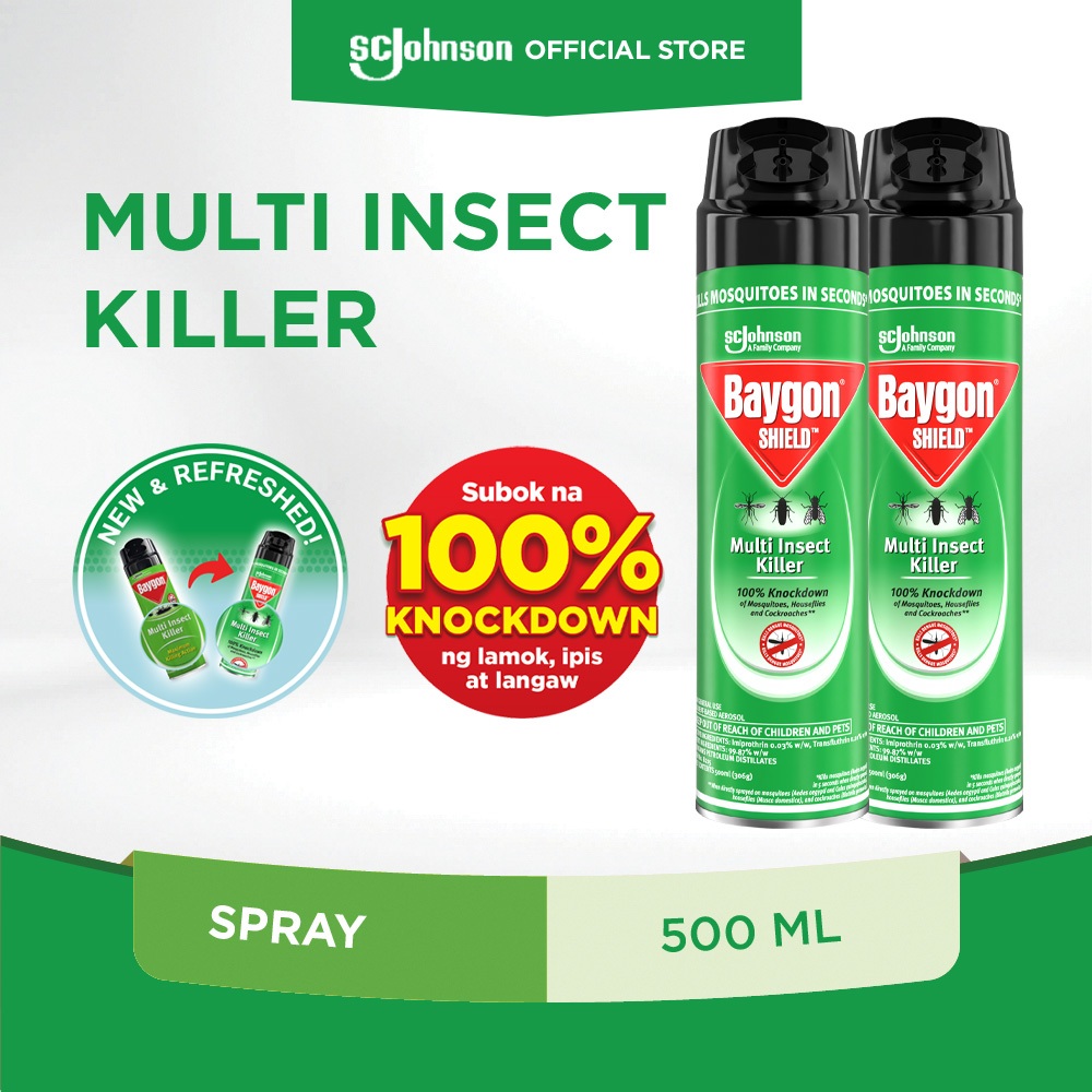 Baygon Shield Multi Insect Killer Twin (500ml x 2) | Shopee Philippines