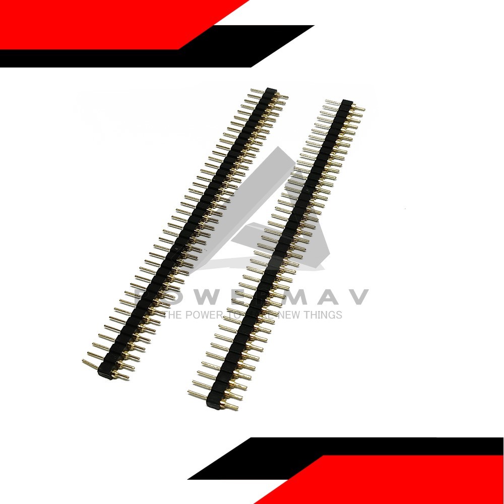 2pcs 40 Pin header male round gold plated 2.54mm connector male pin ...