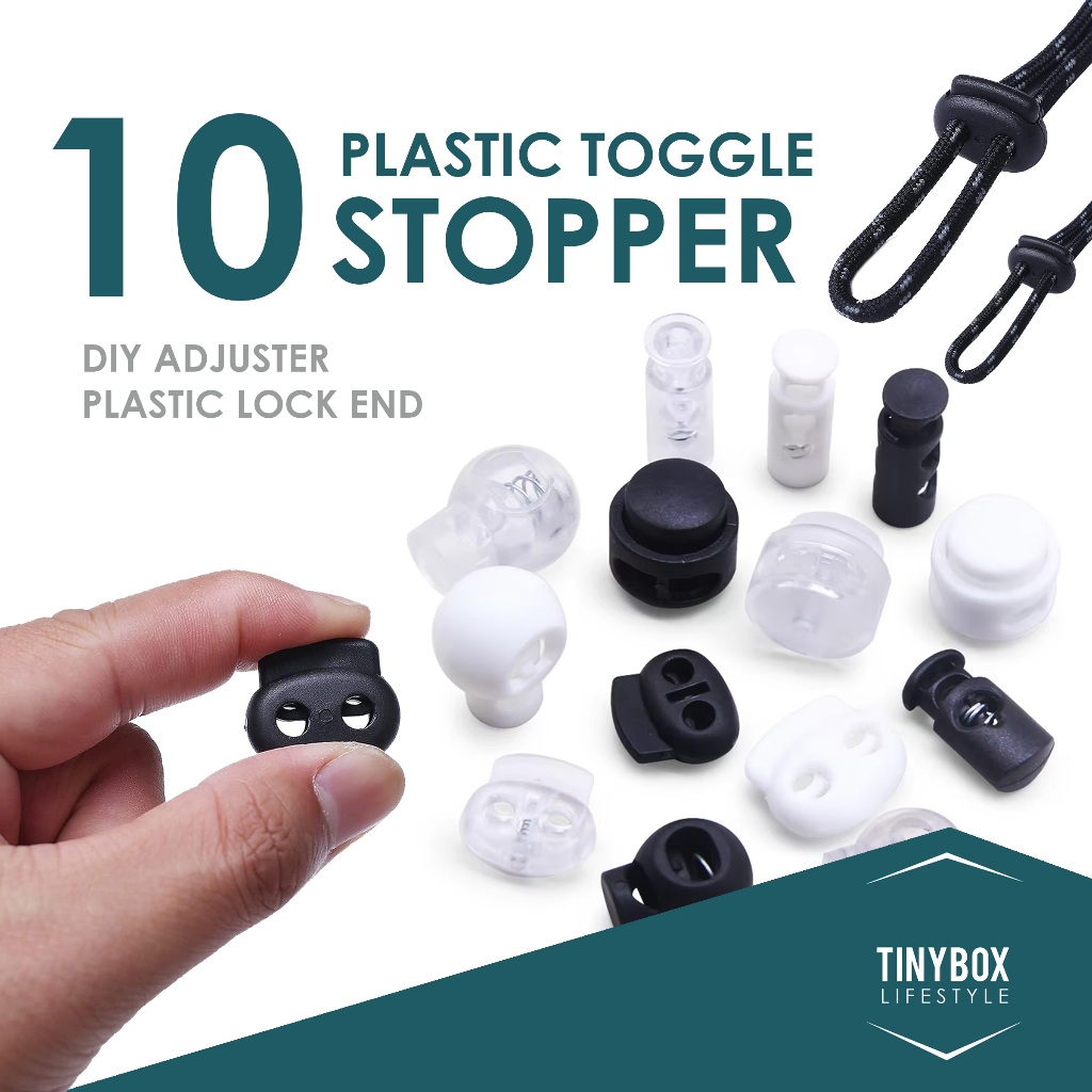 TINYBOX 10 PCS PLASTIC TOGGLE STOPPER DIY ADJUSTER CORD PLASTIC LOCK ...