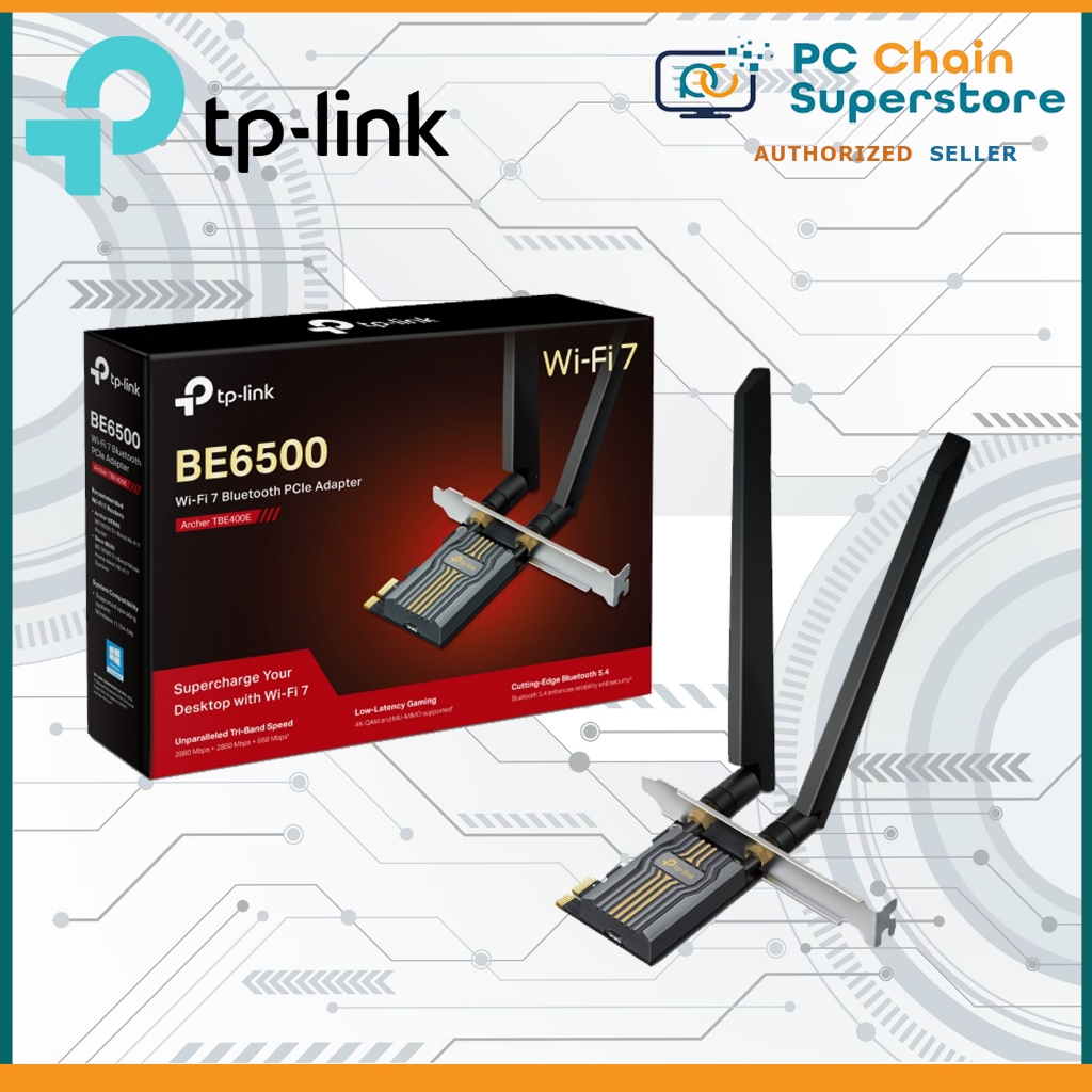 Tp-link Archer TBE400E BE6500 Tri-Band Wi-Fi 7 Bluetooth 5.4 PCIe ...