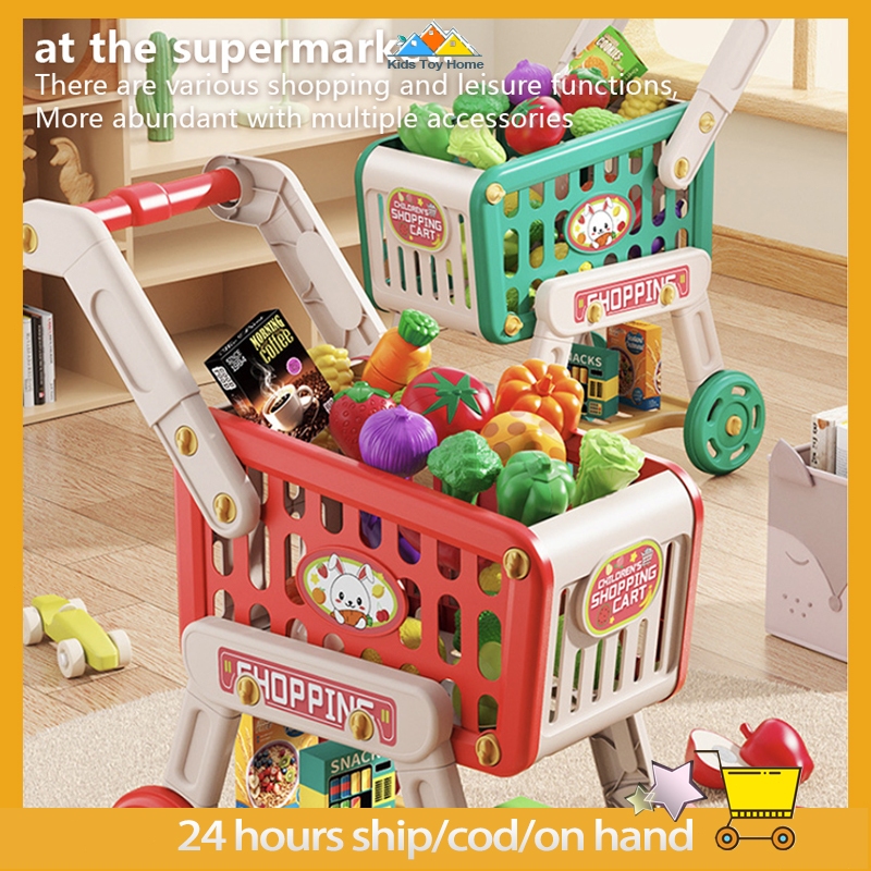 Kids Supermarket Shopping Cart Trolley Cart For Kids Pretend Play Toy ...