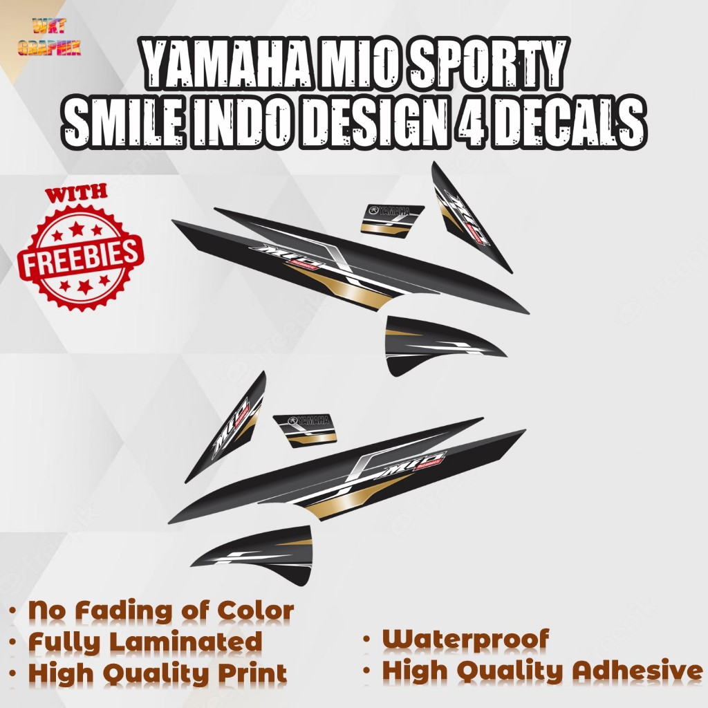 YAMAHA MIO SPORTY SMILE INDO DESIGN 4 DECALS (WATERPROOF, LAMINATED ...