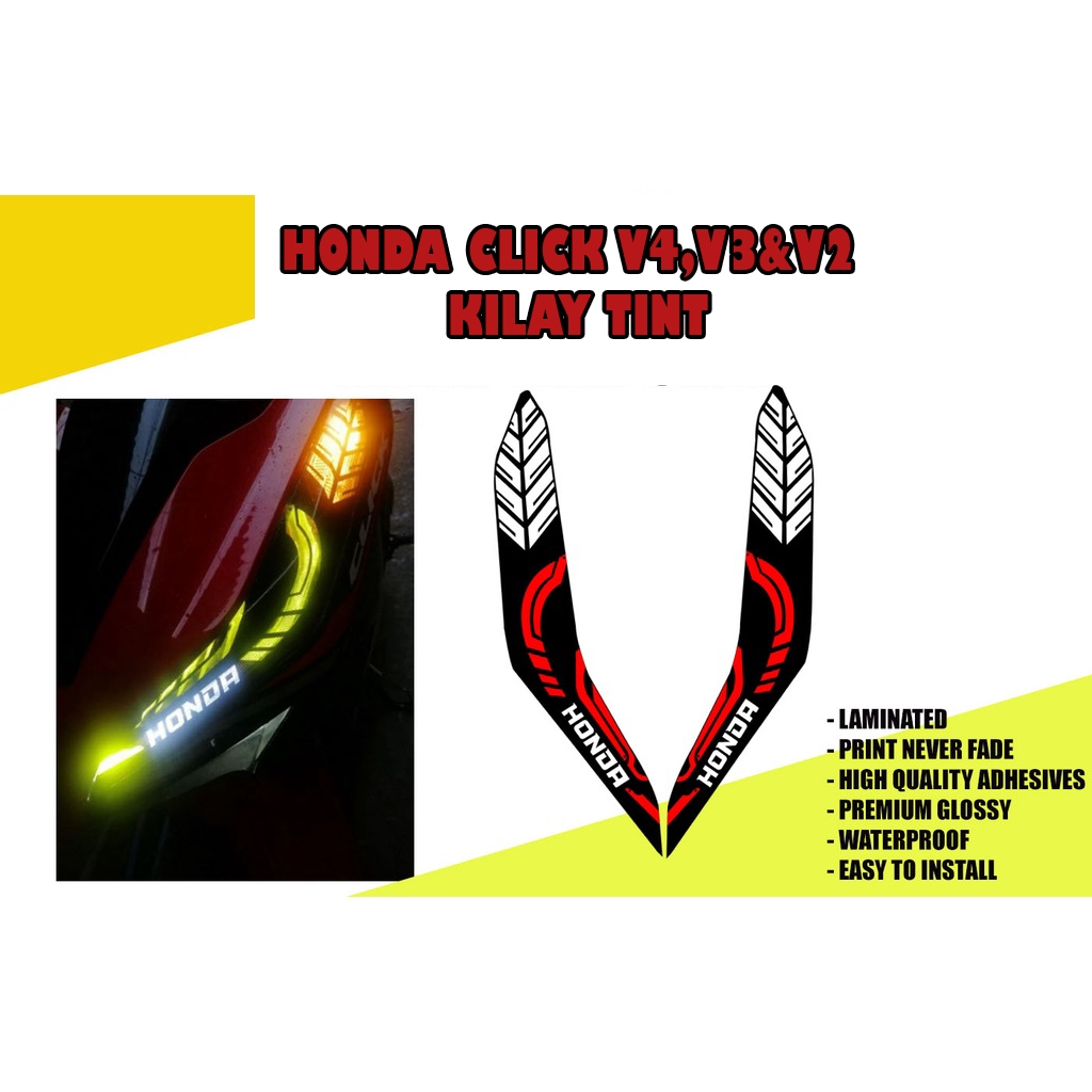 Kilay tint Onyx design for honda click 125i /150i v4 V3 & V2 honda ...