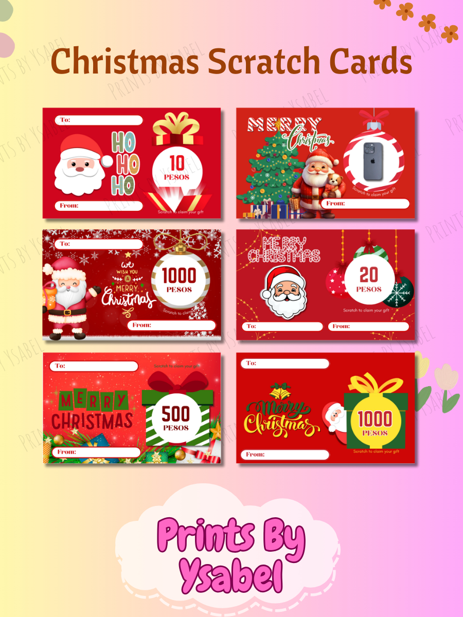 Christmas Scratch Cards/Christmas Cards/Giveaways (can customize ...