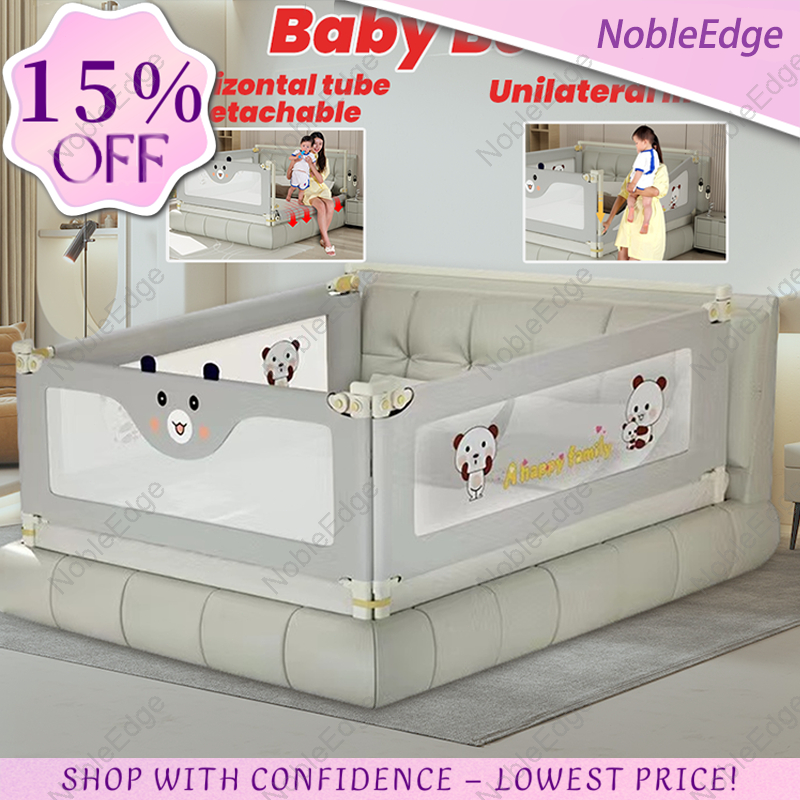 NobleEdge Adjustable Baby Bed Fence with Bedside Fence Anti-Fall Bed ...