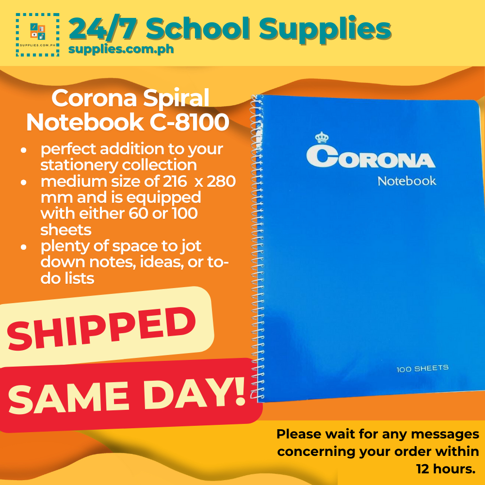 Corona Spiral Notebook 216X280Mm 100S C-8100 | Shopee Philippines