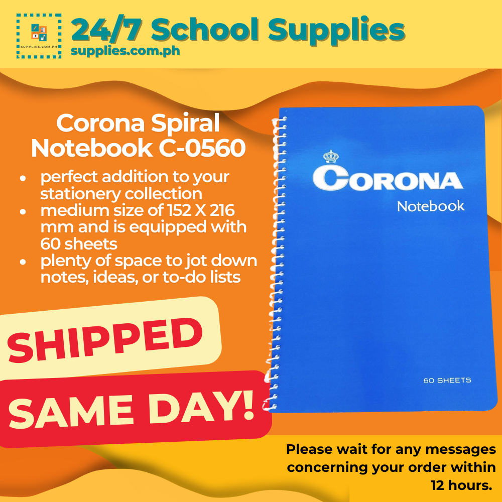 Corona Spiral Notebook 152X216Mm 60S C-0560 | Shopee Philippines