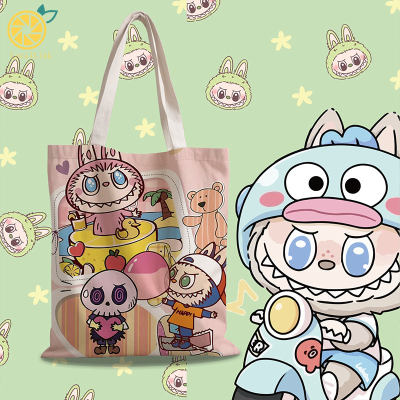 4-Labubu Cinnamon Bag Women Fashion Canvas Tote Bag 2024 Cute Girls ...