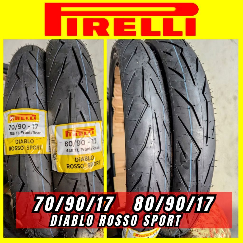 PIRELLI 70/90-17 80/90-17 DIABLO ROSSO SPORT TUBELESS RAIDER WAVE XRM ...