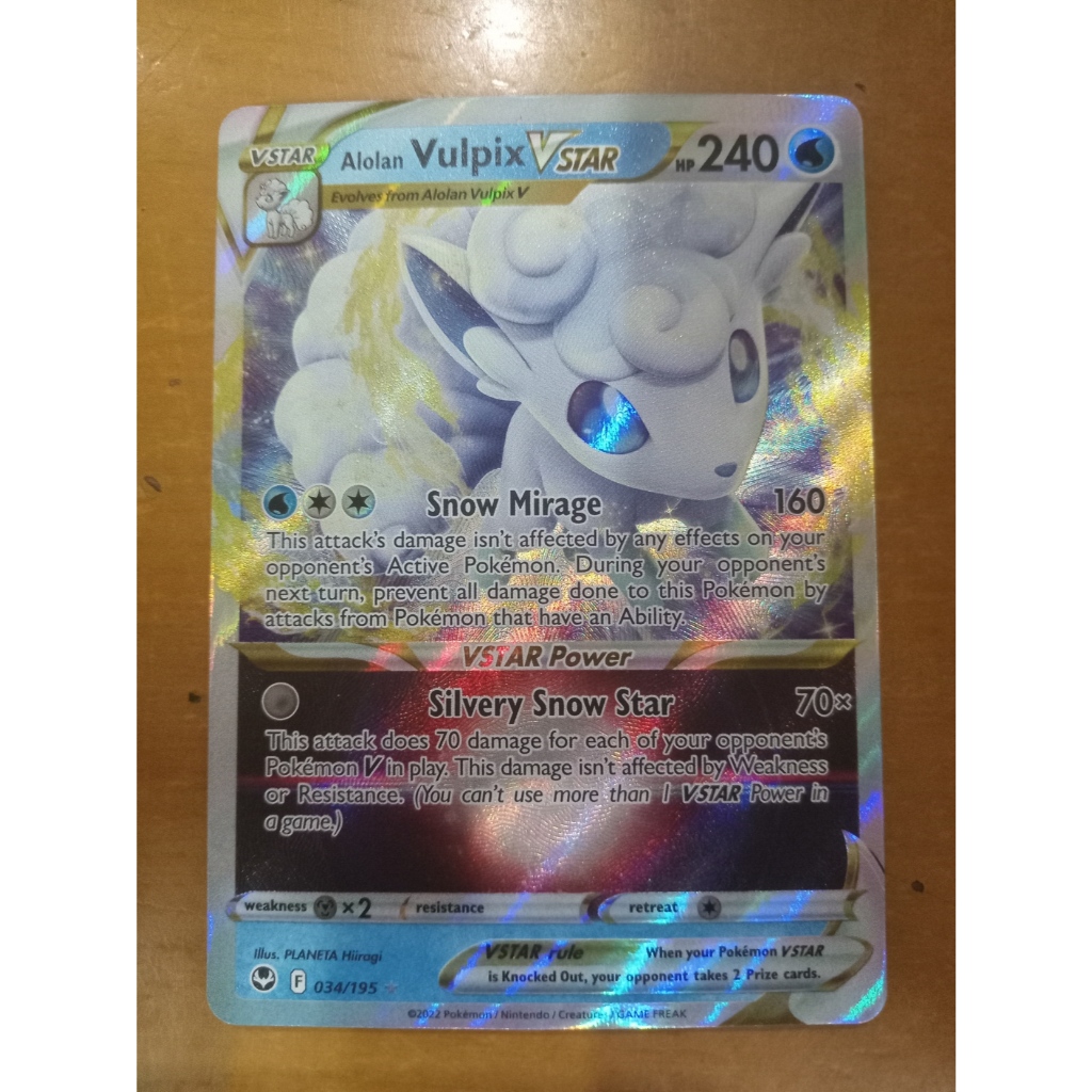 Alolan Vulpix VSTAR - 034/195 - Ultra Rare SIlver Tempest Pokemon TCG ...