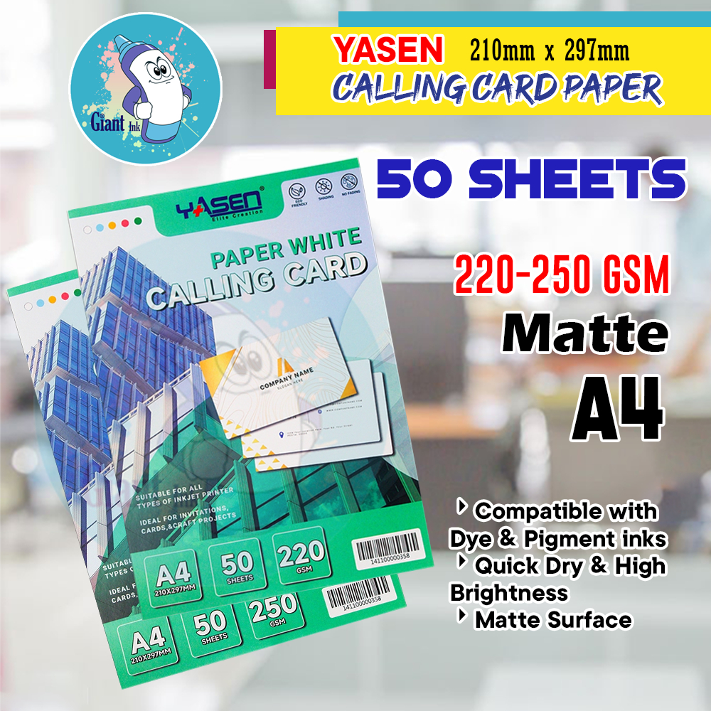 Yasen Double-Sided Matte Calling Card Paper A4 Size Cardstock Paper (50 ...