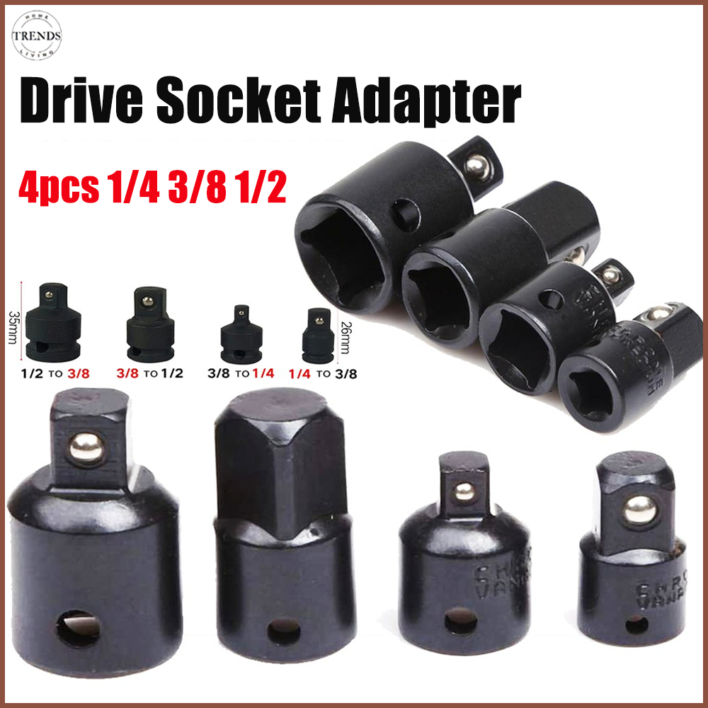 4pcs Socket Adapter 1/4 3/8 1/2 CR-V chrome vanadium steel Size ...