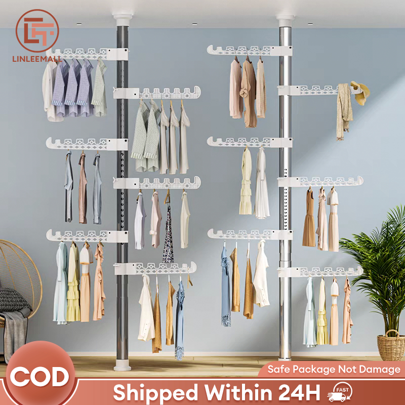 COD Adjustable Sampayan Clothes Rack Stand Floor To Ceiling Tension ...