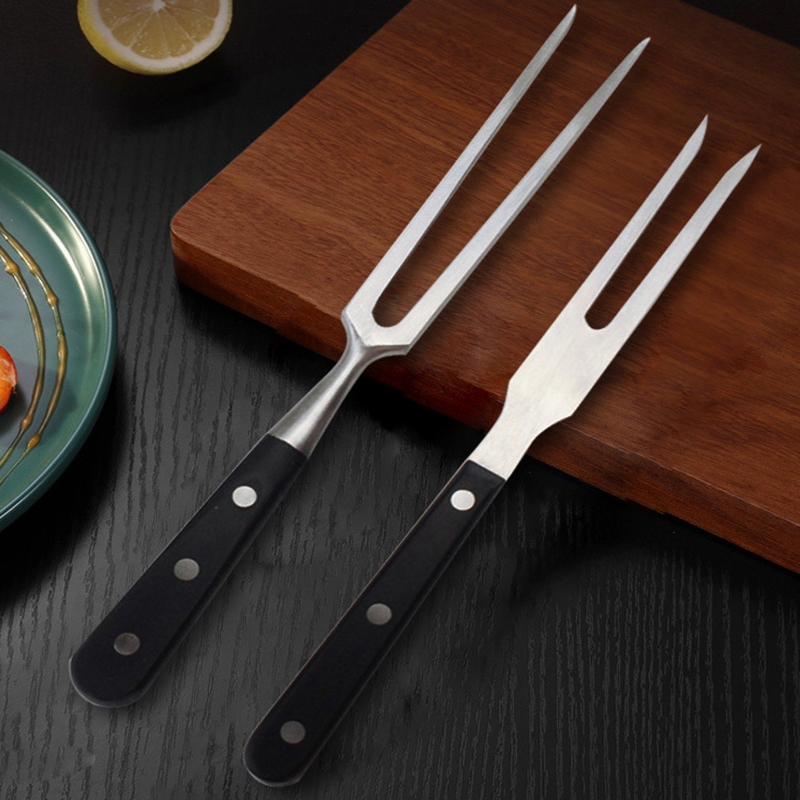 Stainless Steel Barbecue Fork With Wooden Handle Kitchen Cooking Fork ...
